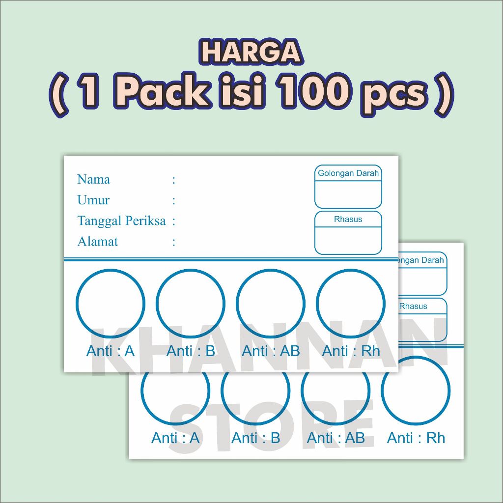 Jual Kartu Golongan Darah isi 100 pcs , Kartu Goldar isi 100 lembar ...