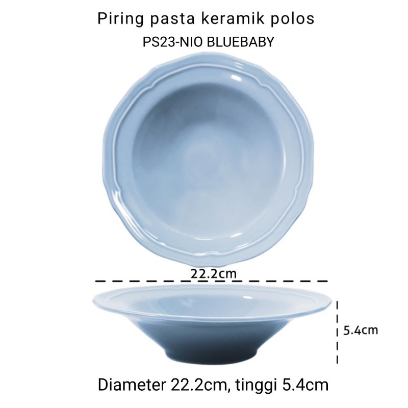 Jual Piring pasta keramik Polos 22.2cm (1 Pcs) Piring cekung Blanc By ...