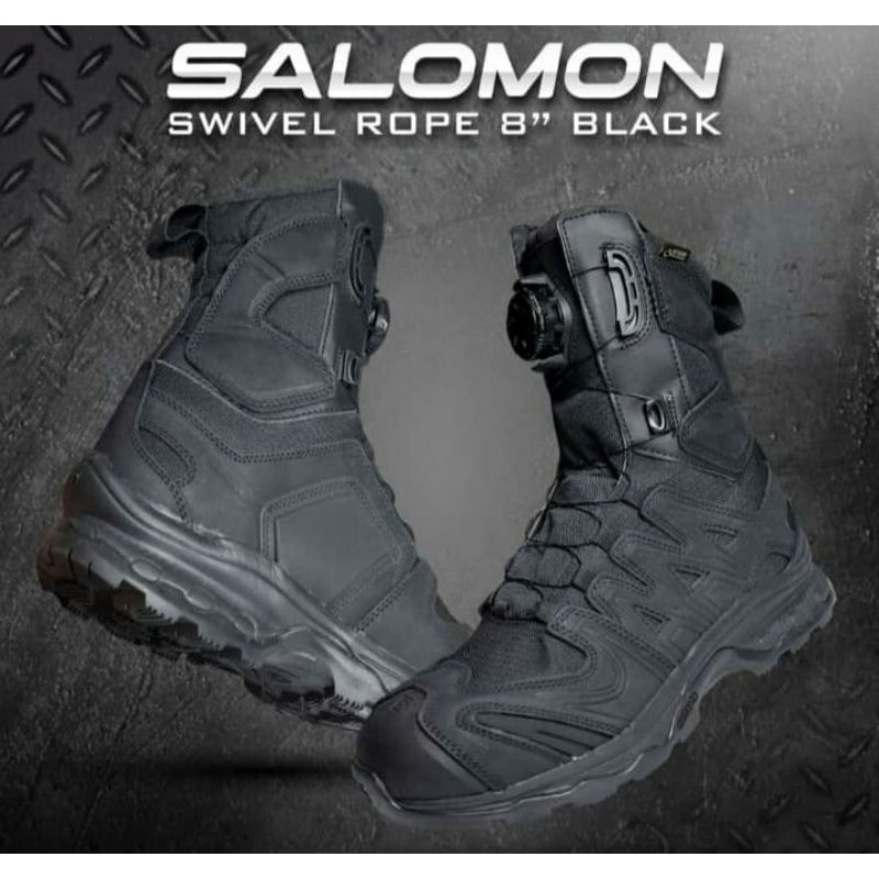 Jual sepatu tactical pdhl army boots salomon tali putar 8 inch hitam ...