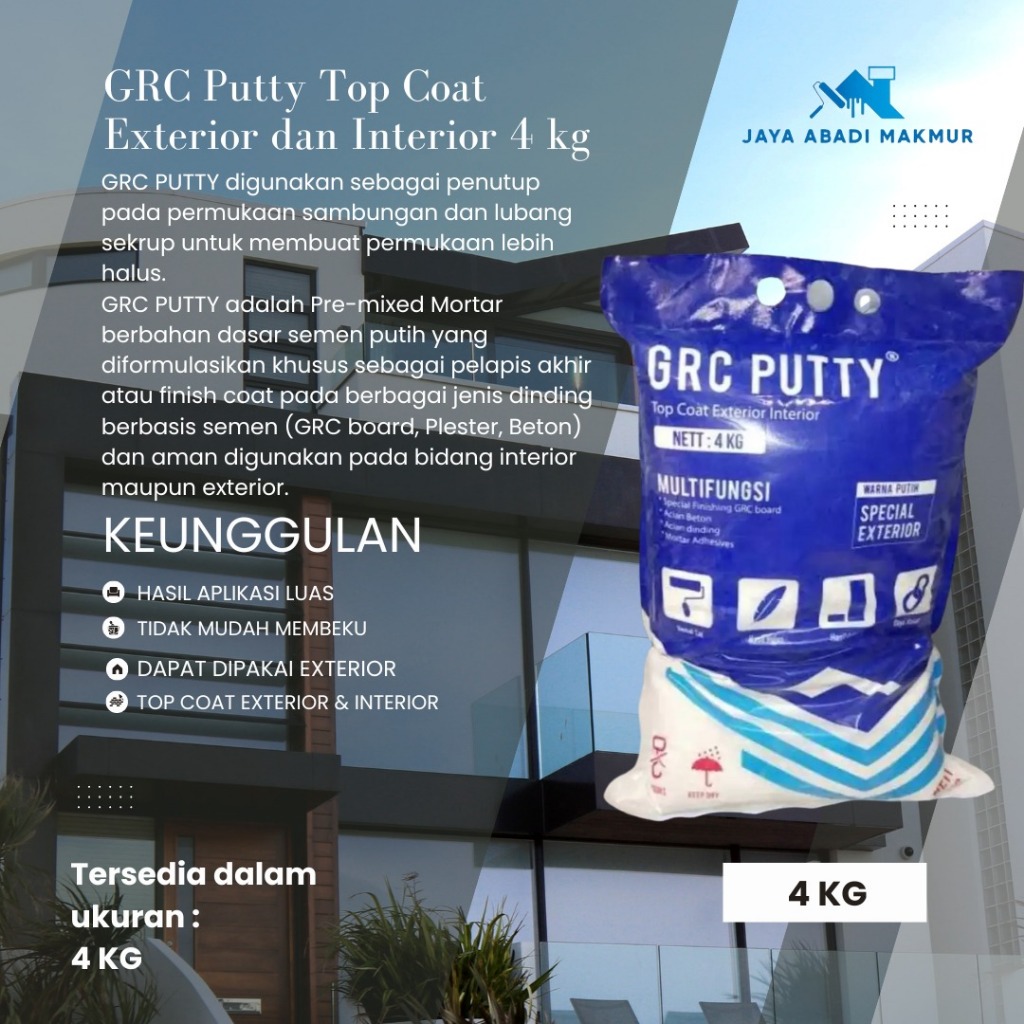 Jual GRC Putty Top Coat Exterior dan Interior 4 kg / Compound GRC ...