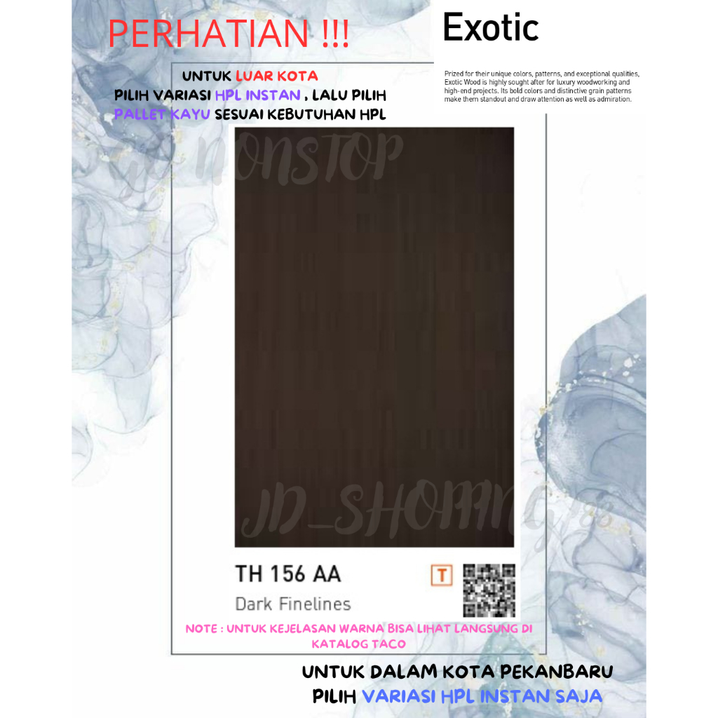 Jual (LUAR KOTA WAJIB PALLET KAYU) HPL TACO WOODGRAIN TH 156 AA ...