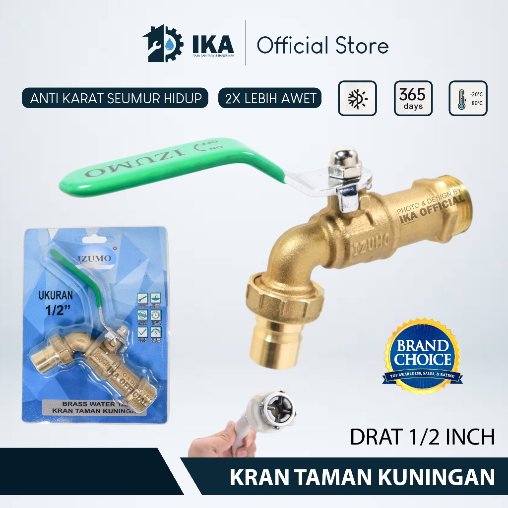 Jual Kran Tembok Taman Kuningan IZUMO 1/2" inch / Keran Stainles Engkol ...