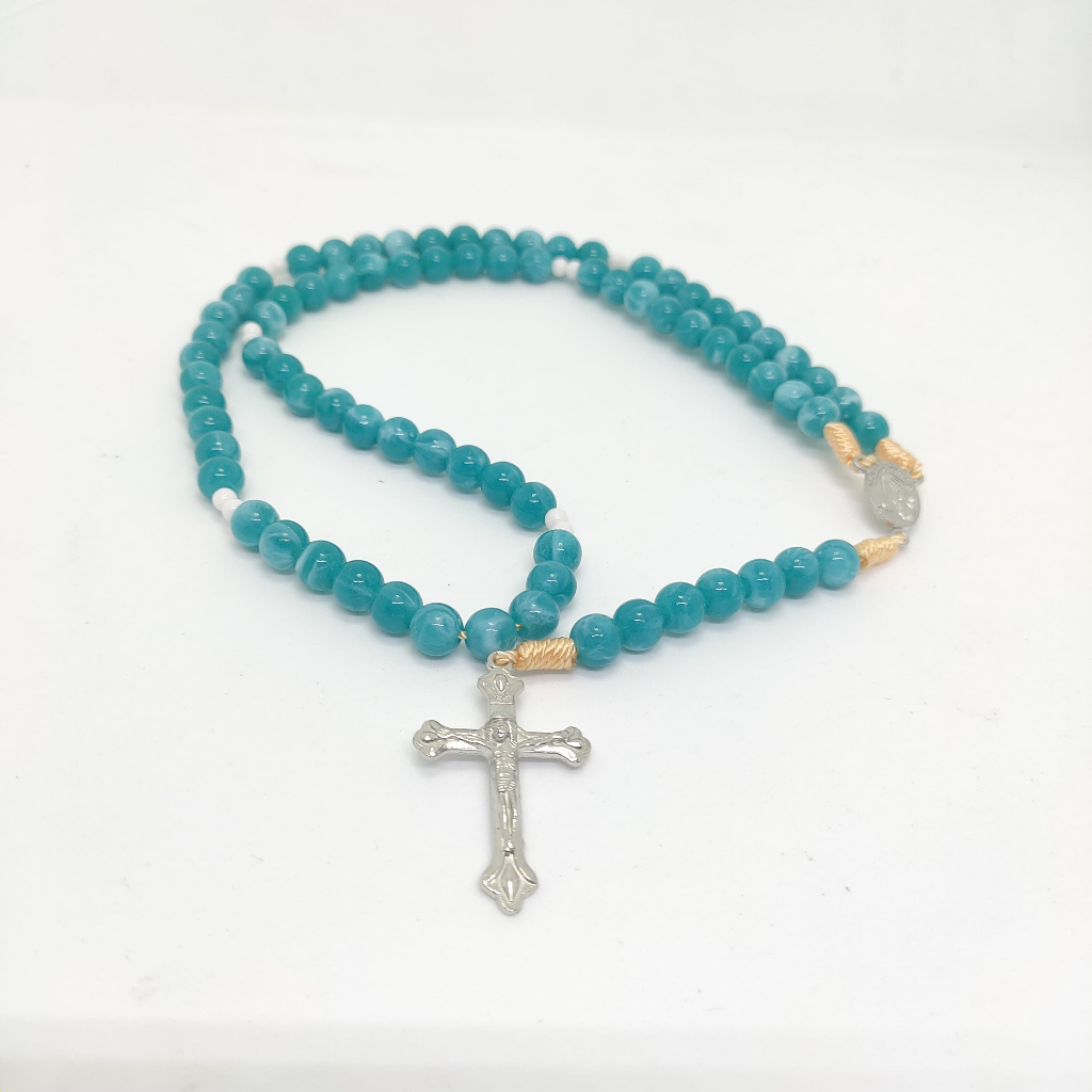 Jual Rosario 77 Bapa Kami – Motif Marmer Hijau Corak Putih Ukuran 8mm | Rosario Katolik Elegan ...