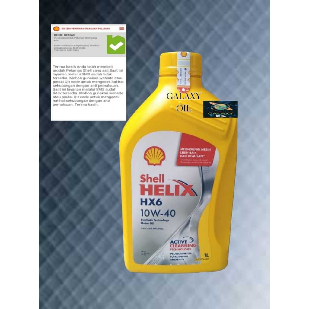 Jual OLI MESIN SHELL HELIX HX6 SAE 10W-40 1 LITER SCAN BARCODE BENSIN ...