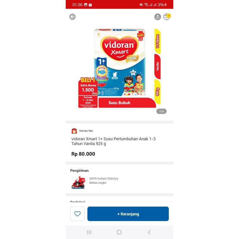 Jual SUSU FORMULA VIDORANT XMART MILK 1+ 1-3TH (BARU) | Shopee Indonesia