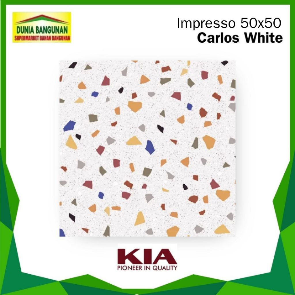 Jual Keramik 50x50 Terazzo KIA Carlos White / Keramik Lantai Doff ...