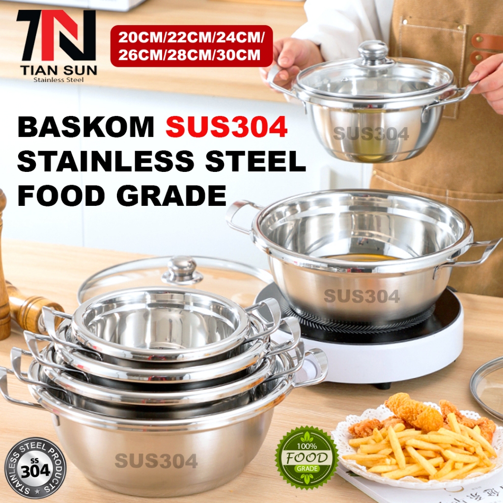 Jual Tian Sun Baskom Stainless Steel SUS304/UK.20cm-30cm/Panci Anti ...