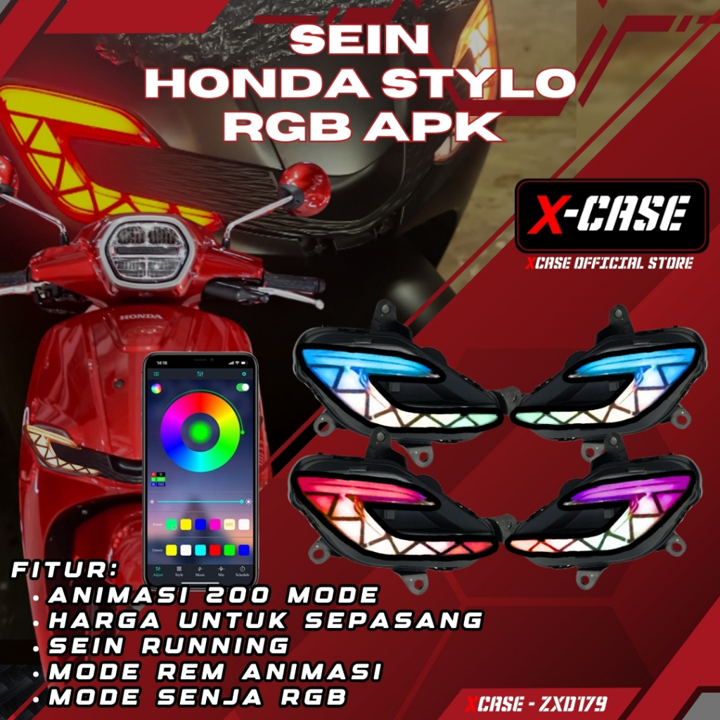 Jual X-Case Lampu Sein Depan Honda Stylo Model Hexa RGB 200 Mode Magnet ...
