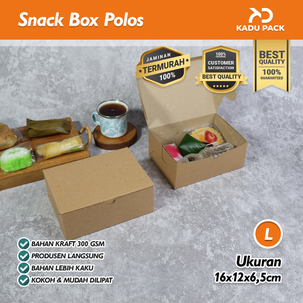 Jual (25 Pcs) Snack Box 12x16 | Dus Kue | Polos | 300 GSM | Size L ...