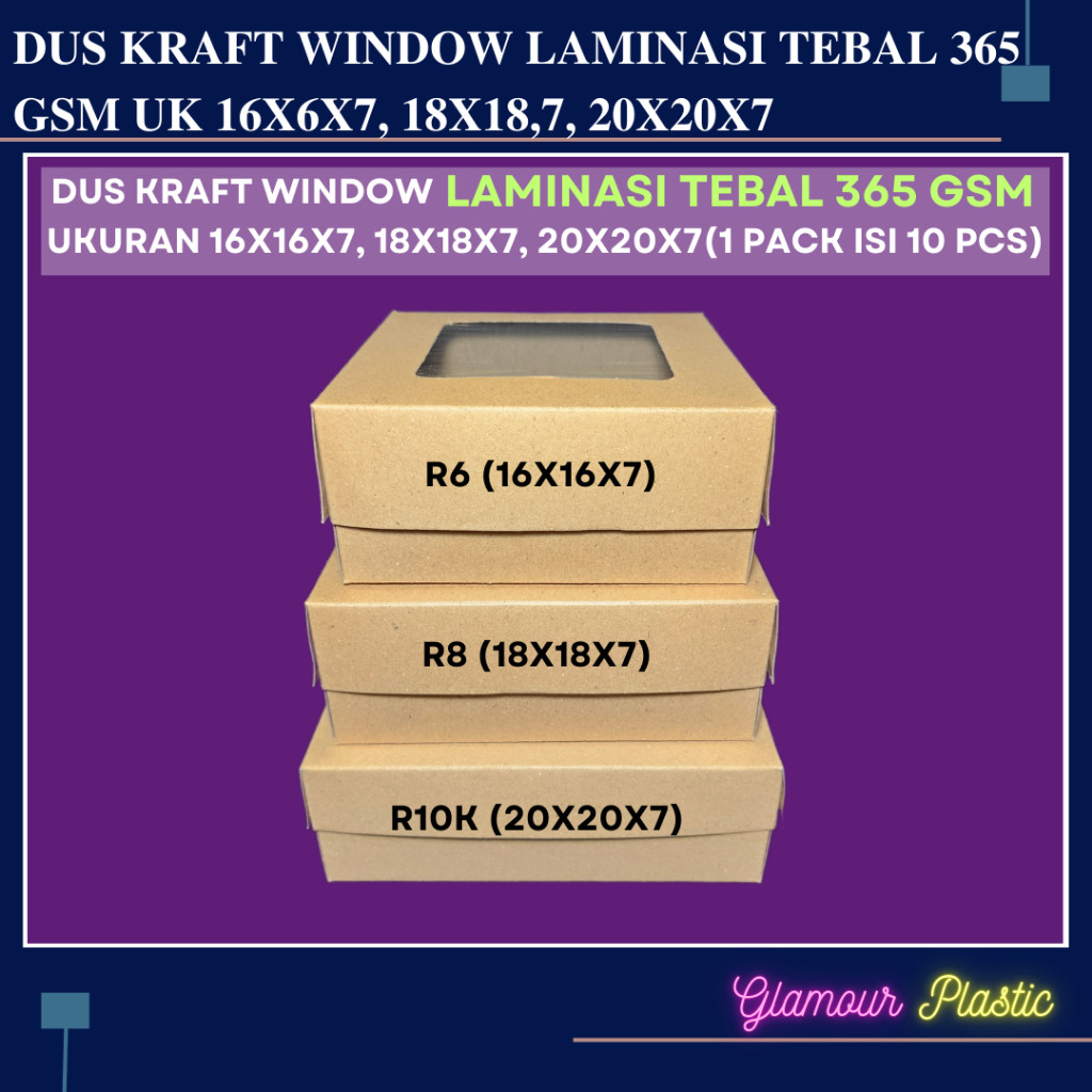 Jual Dus Kotak Nasi Window Laminasi TEBAL 365 GSM Ukuran 16x16x7 ...