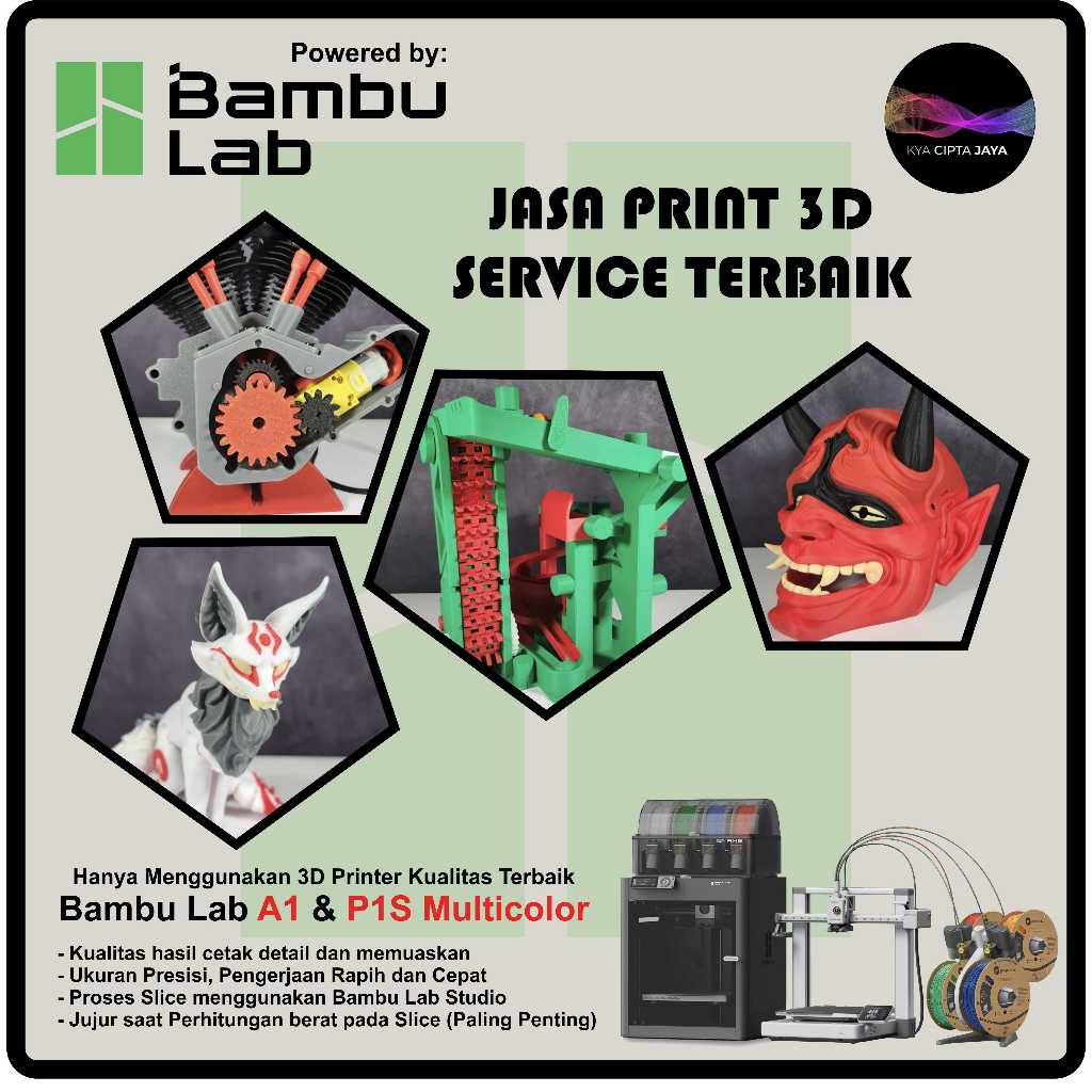 Jual Jasa Cetak 3D Print dengan Bambu Lab Proses Cepat dan Rapih Varian ...