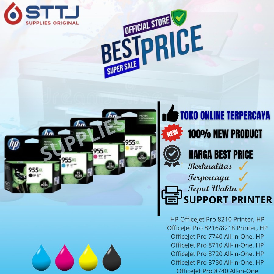 Jual Paket Tinta HP 955XL Black&Colour 1Set For Printer- 7720 7740 8210 8740 Original | Shopee ...
