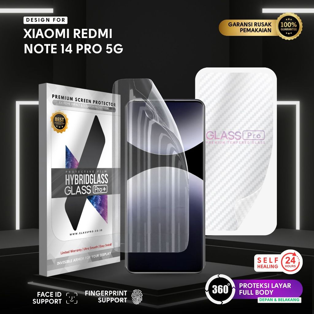 Jual Hybrid Glass For XIAOMI REDMI NOTE 14 PRO 5G - Full Cover Hydrogel Depan Belakang Anti ...