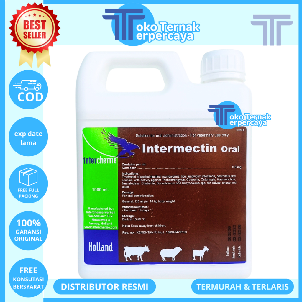 Jual INTERMECTIN ORAL 1 LITER - Mengatasi Infestasi Ektoparasit dan ...