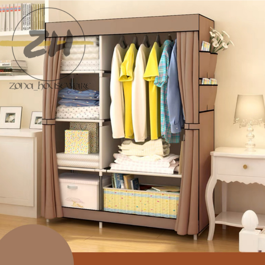 Jual Rak Lemari Pakaian Rak Baju dengan tutup resleting lemari kain ...