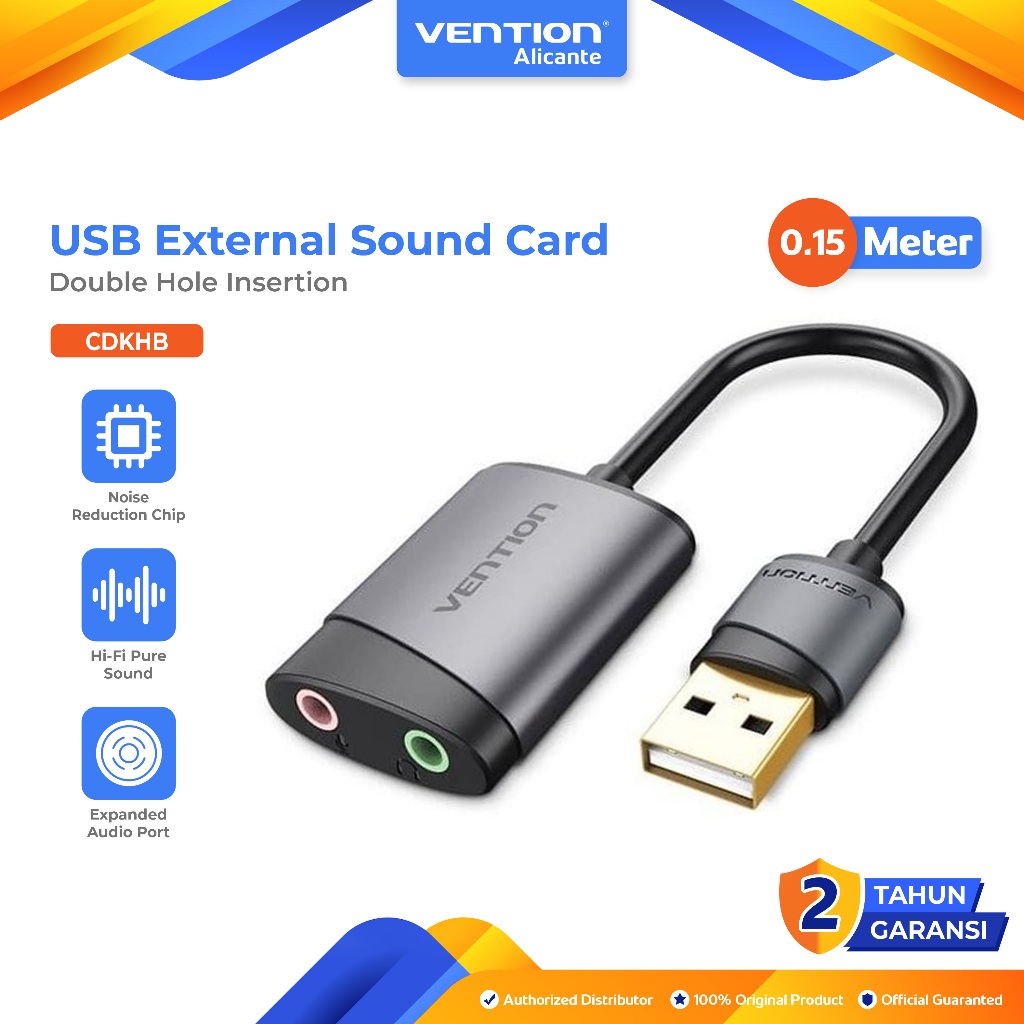 Jual Vention USB Sound Card External Adapter For PC Metal Type Expanded ...