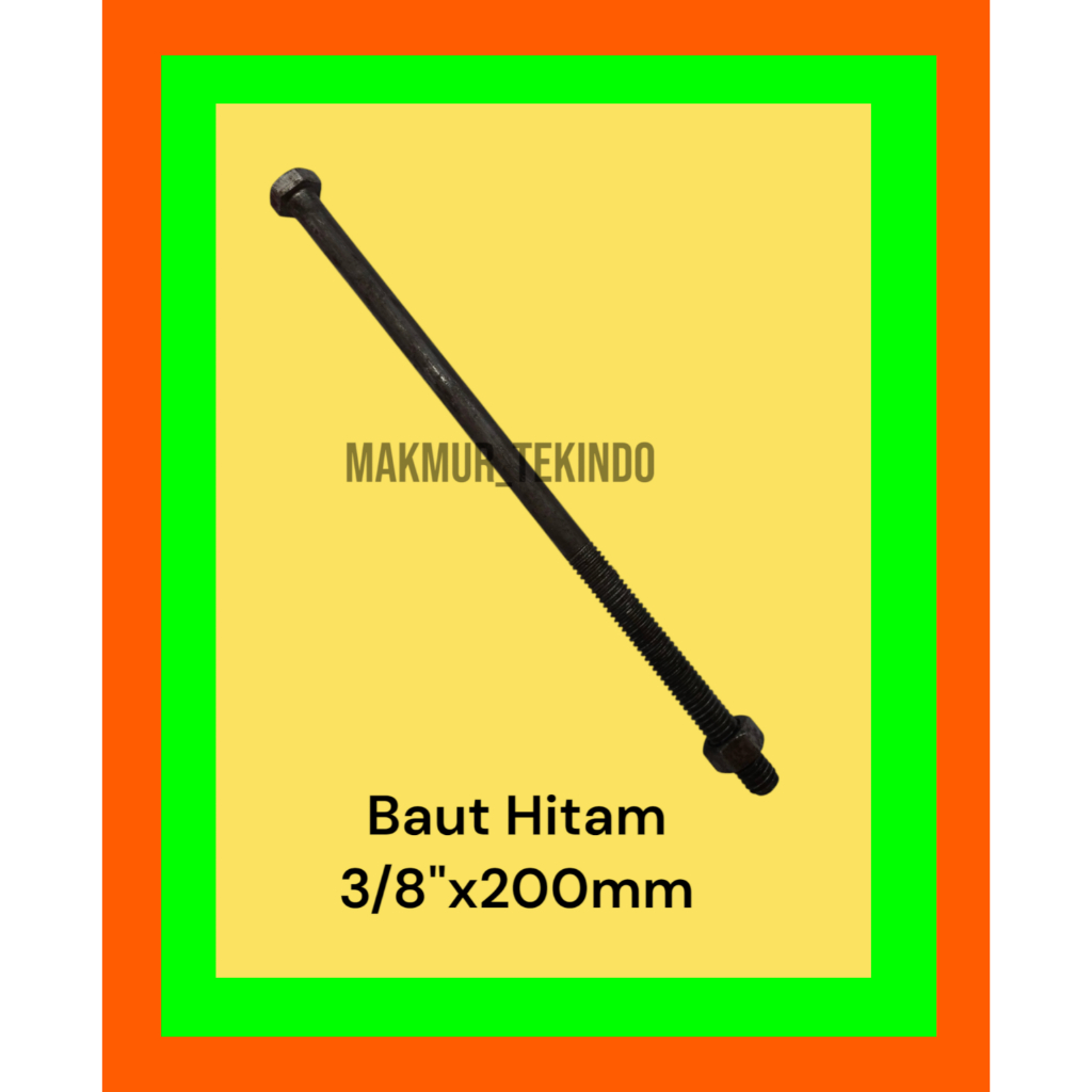 Jual Baut Hitam Hexagon 3/8" x 20cm (8 inch) Kunci 14# Baut 3hun x 20cm ...