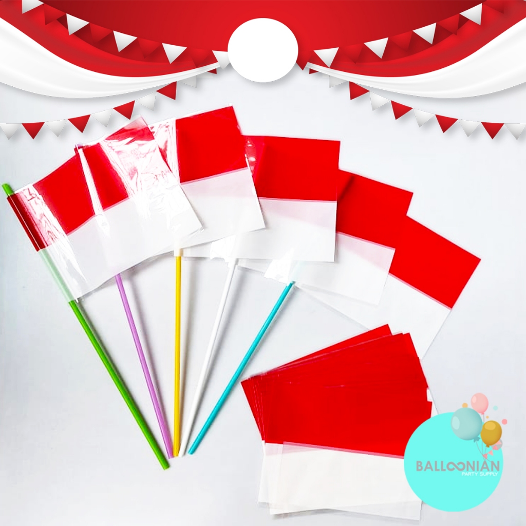 Jual Dirgahayu Bendera POLOS Merah Putih Plastik isi 50pcs/Bendera ...