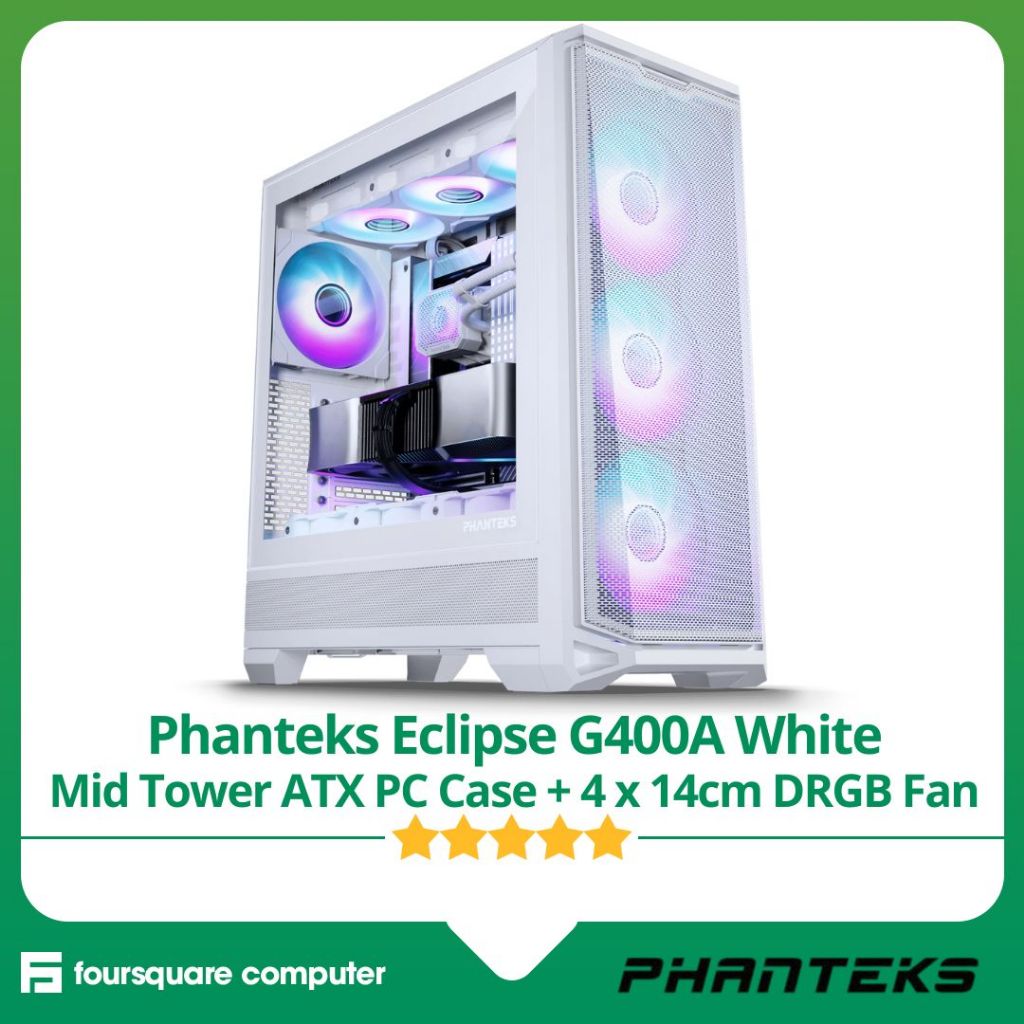 Jual Phanteks Eclipse G400A White Mid Tower ATX PC Case + 4 x 14cm Fan DRGB | Shopee Indonesia