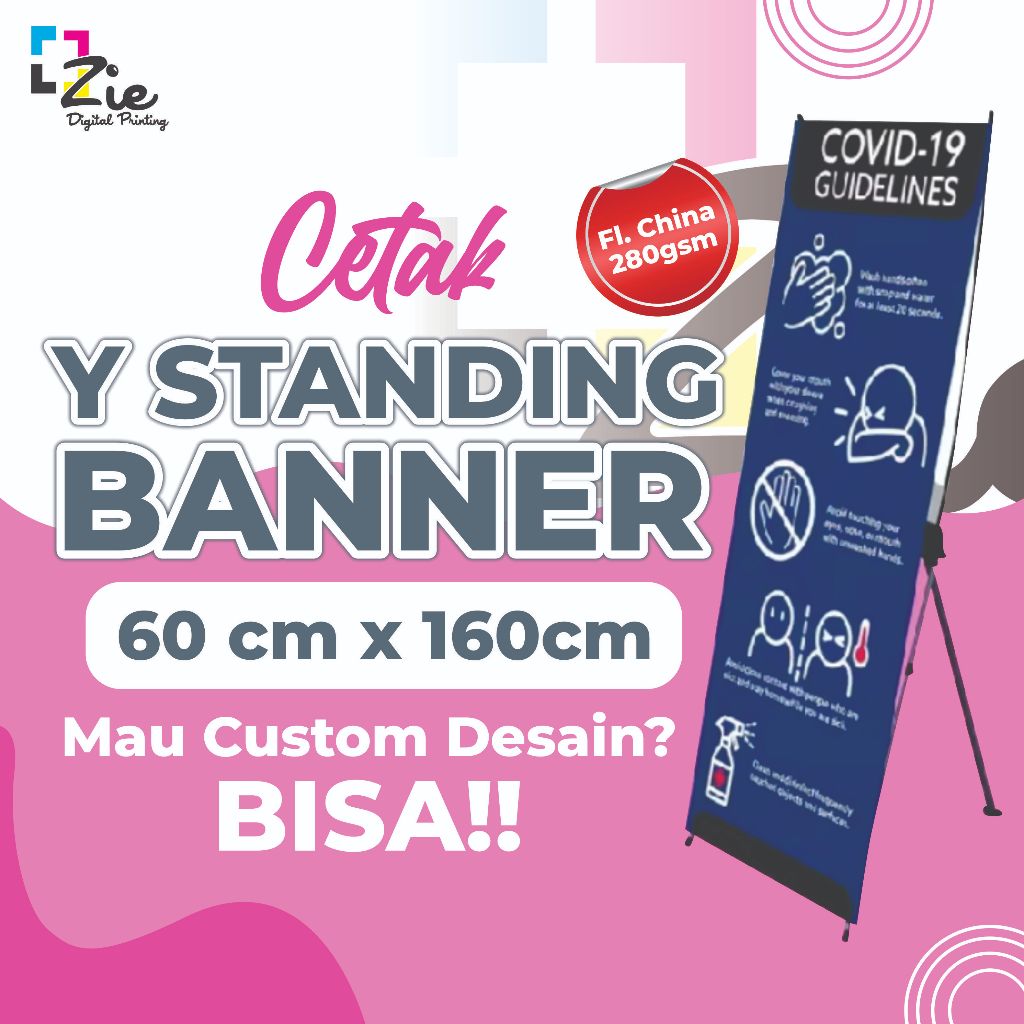 Jual Cetak Standing Y Banner (60CM x 160CM) Spanduk Berdiri Custom Frontlite Bahan Flexi 280gr ...