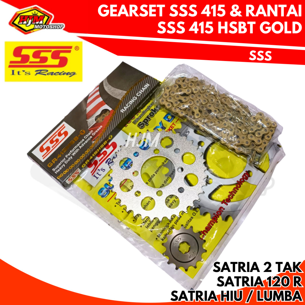 Jual GIRSET / GEARSET SSS 415 SATRIA 2 TAK / 120 R / HIU / LUMBA & RANTAI SSS 415 HSBT 130L GOLD ...