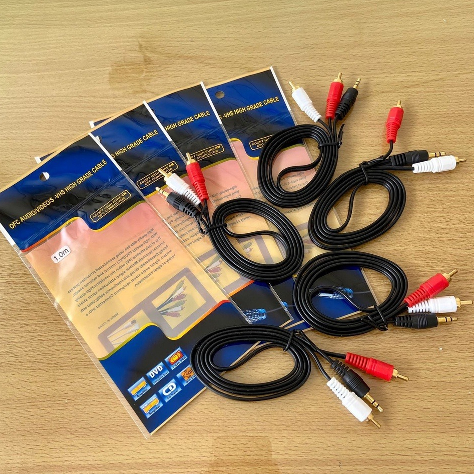 Jual Kabel Aux AV 2in1 Kabel Audio Jack 3.5mm RCA 2in1 Aux Audio AV-001 ...