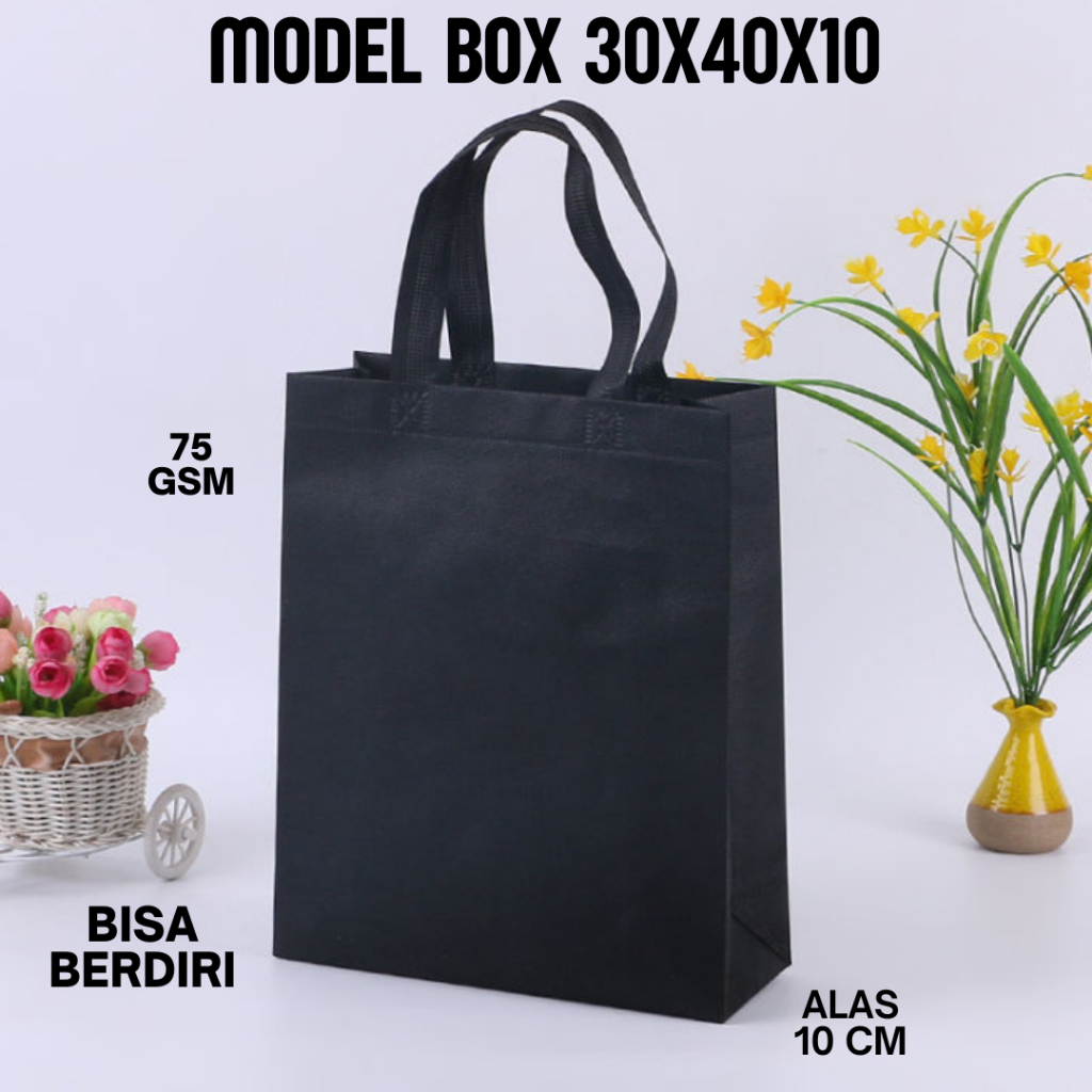 Jual TAS SPUNBOND LIPAT BOX 30X40X10 POLOS/ TAS GOODIEBAG UNTUK TAS ...