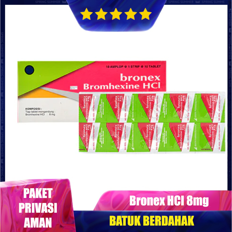 Jual Bronex Bromhexine 8mg 1 Strip 10 Tablet | Obt Batuk Berdahak Untuk Mengencerkan Lendir ...