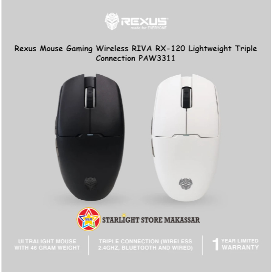 Jual Rexus Mouse Gaming Wireless Riva RX-120 Lightweight Triple ...