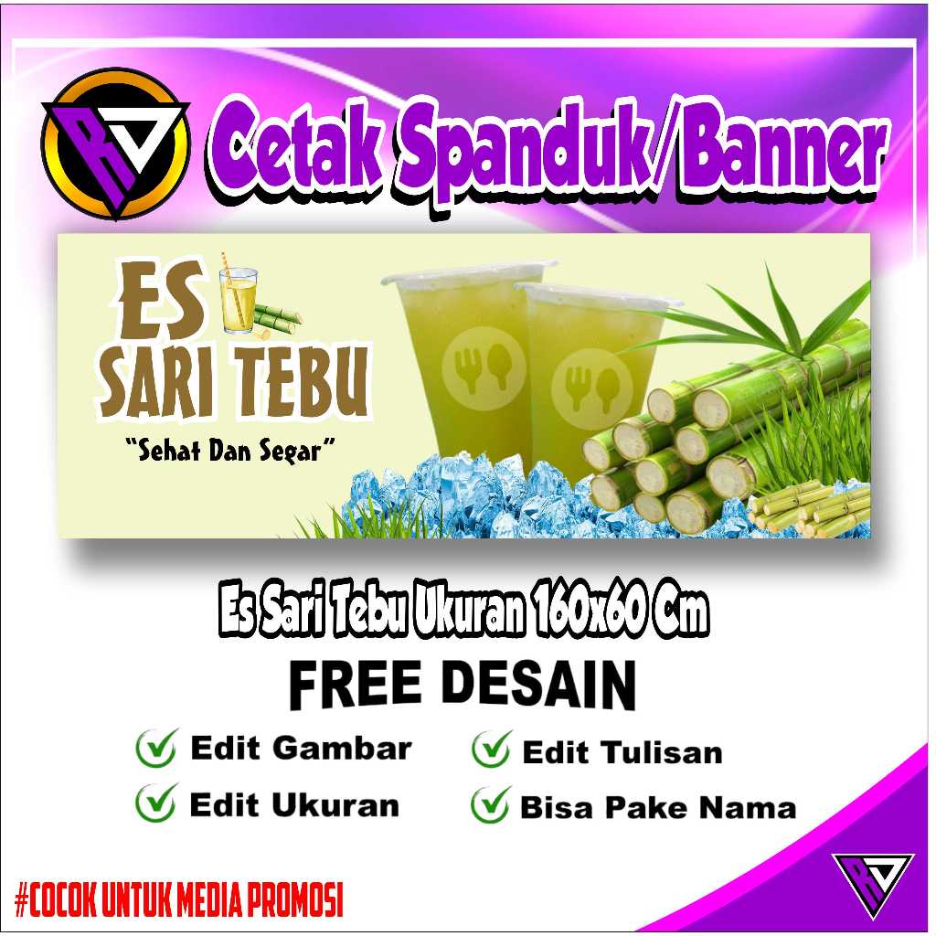 Jual SPANDUK BANNER ES SARI TEBU UKURAN 160X60 CM READY STOK | Shopee ...