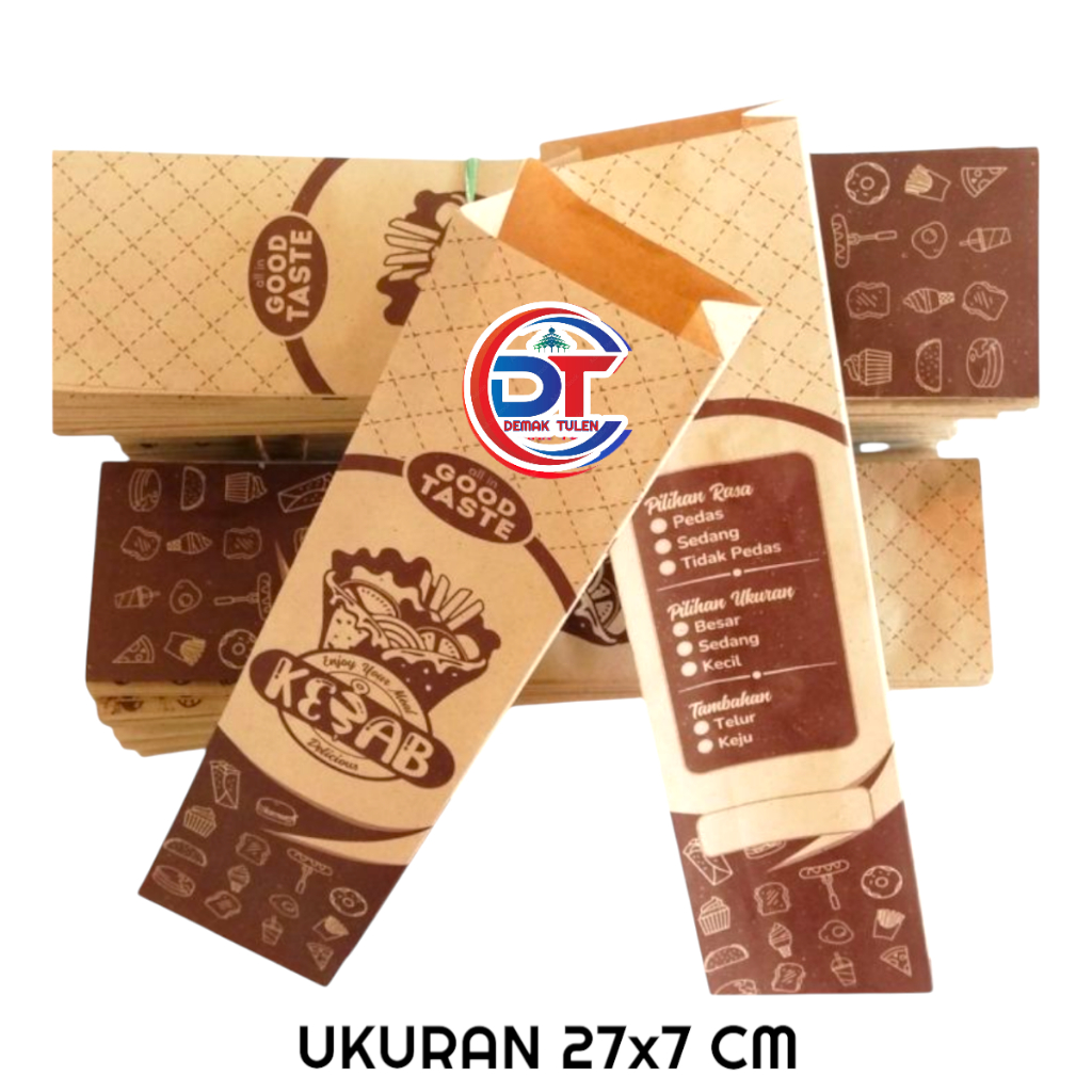 Jual 100 Pcs Bungkus Kebab Paper Craft 27x7 cm | Food Grade | Kemasan ...