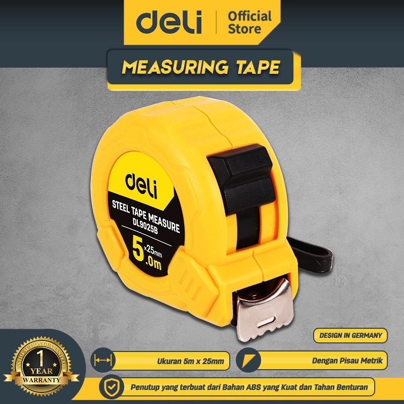 Jual Deli Tape Measure / Meteran 2 Meter - 10 Meter Elastis Pengunci ...