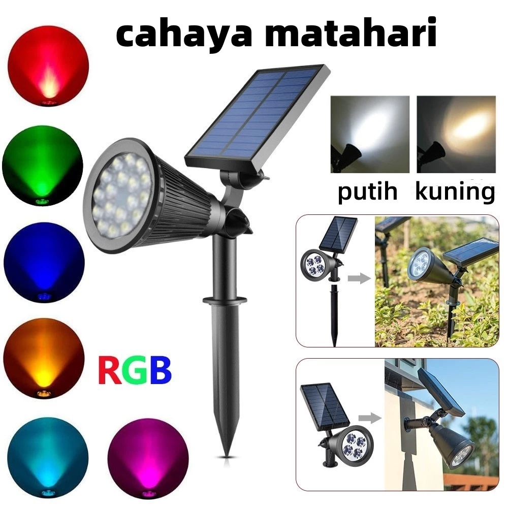 Jual 【HARGA TERENDAH】COD Lampu Taman Tenaga Surya 7 LED_18 LED Warna ...