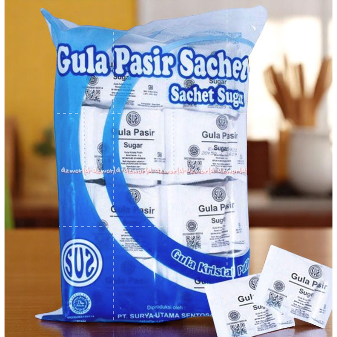 Jual Sus Gula Pasir Sachet 100pcs Sugar Kristal Putih Kemasan Bungkus ...