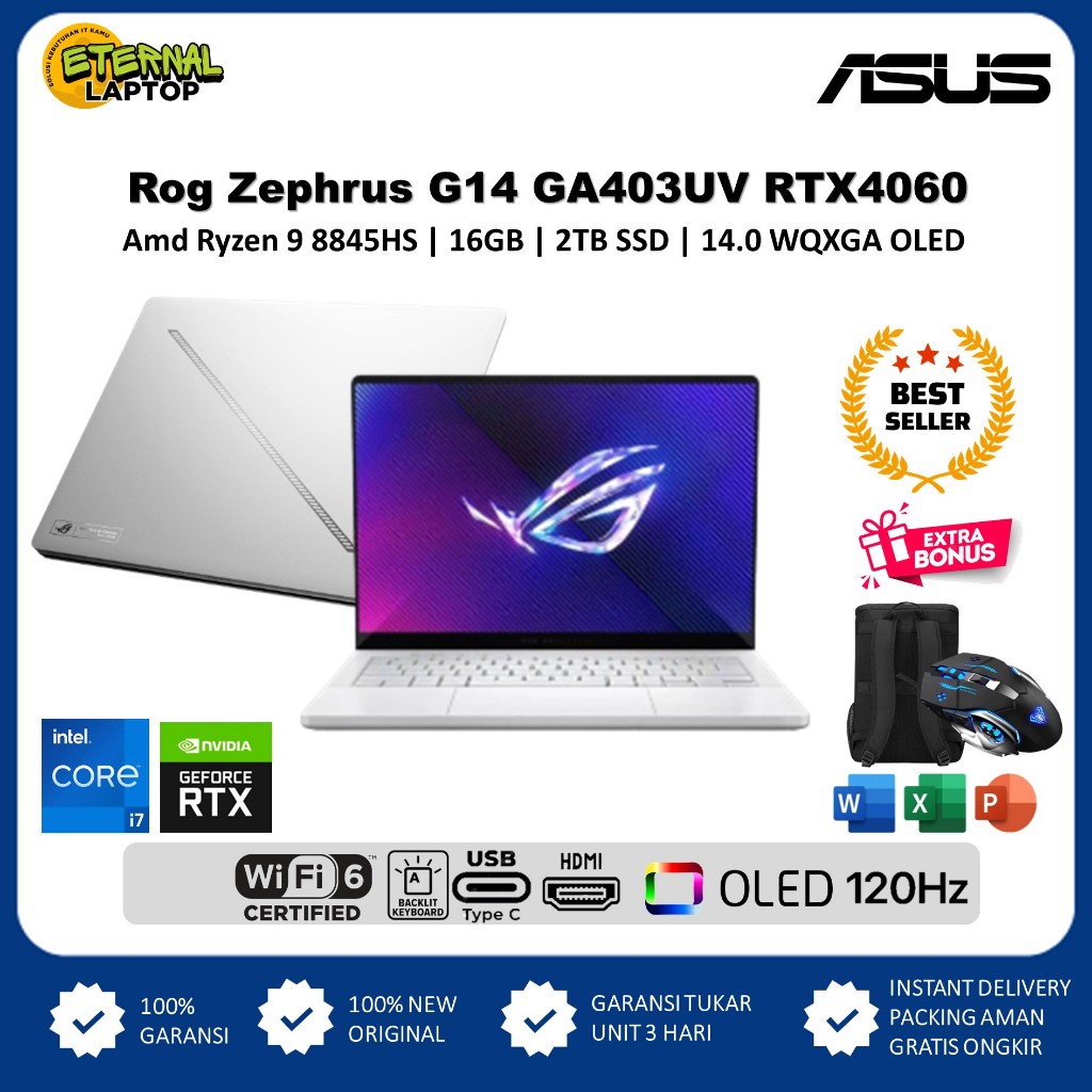 Jual Asus ROG Zephyrus G14 GA403UV Amd Ryzen 9 8945HS 16GB DDR5 2TB ...