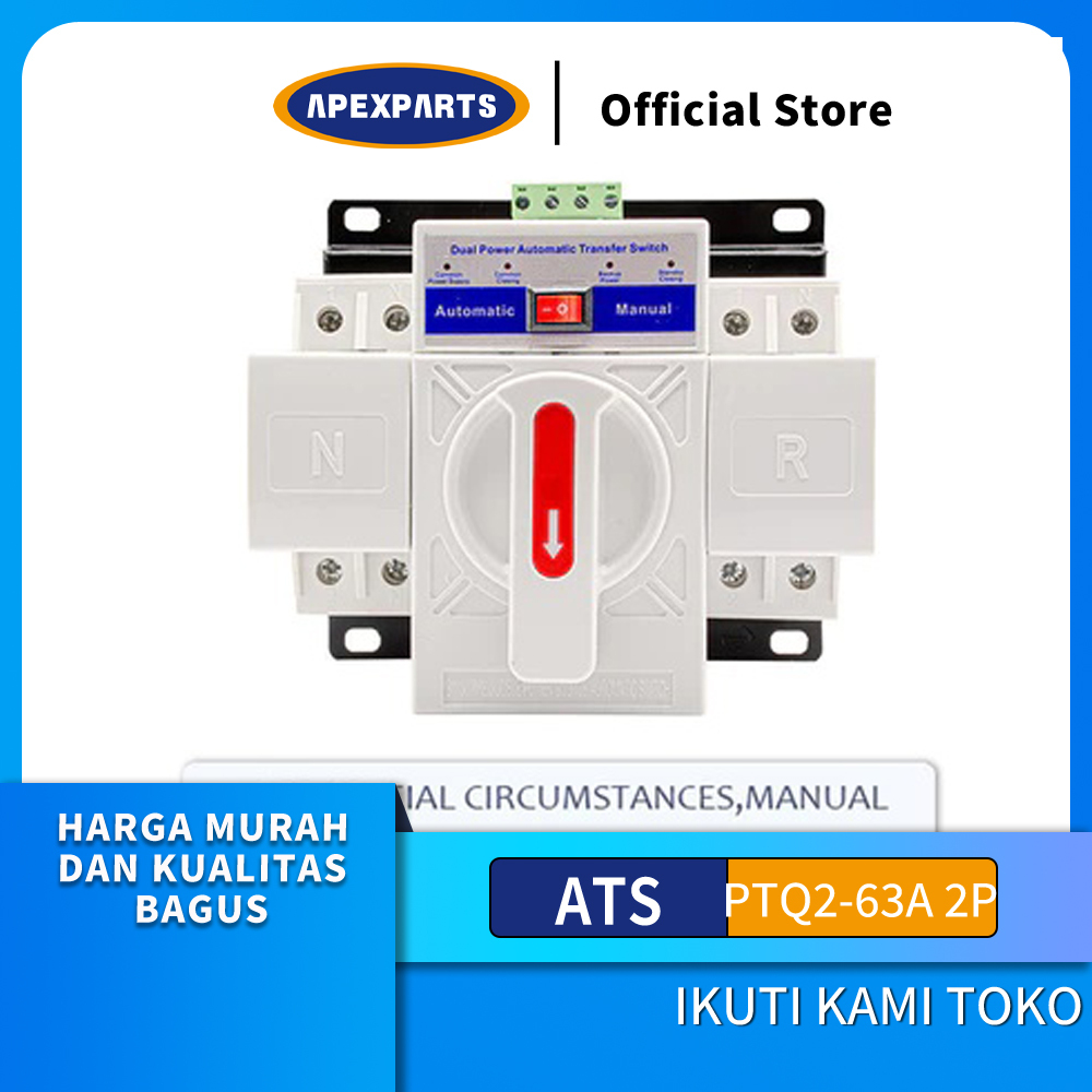 Jual 63A 100A 2P ATS MCB type Dual Power Automatic transfer switch 2P 63A 100A ATS Circuit ...