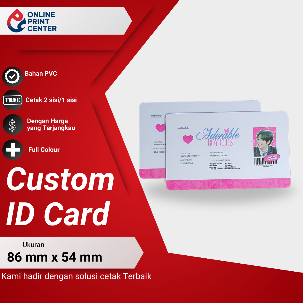 Jual Custom ID Card Nama + Foto | Kualitas Premium | Bisa Satuan ...