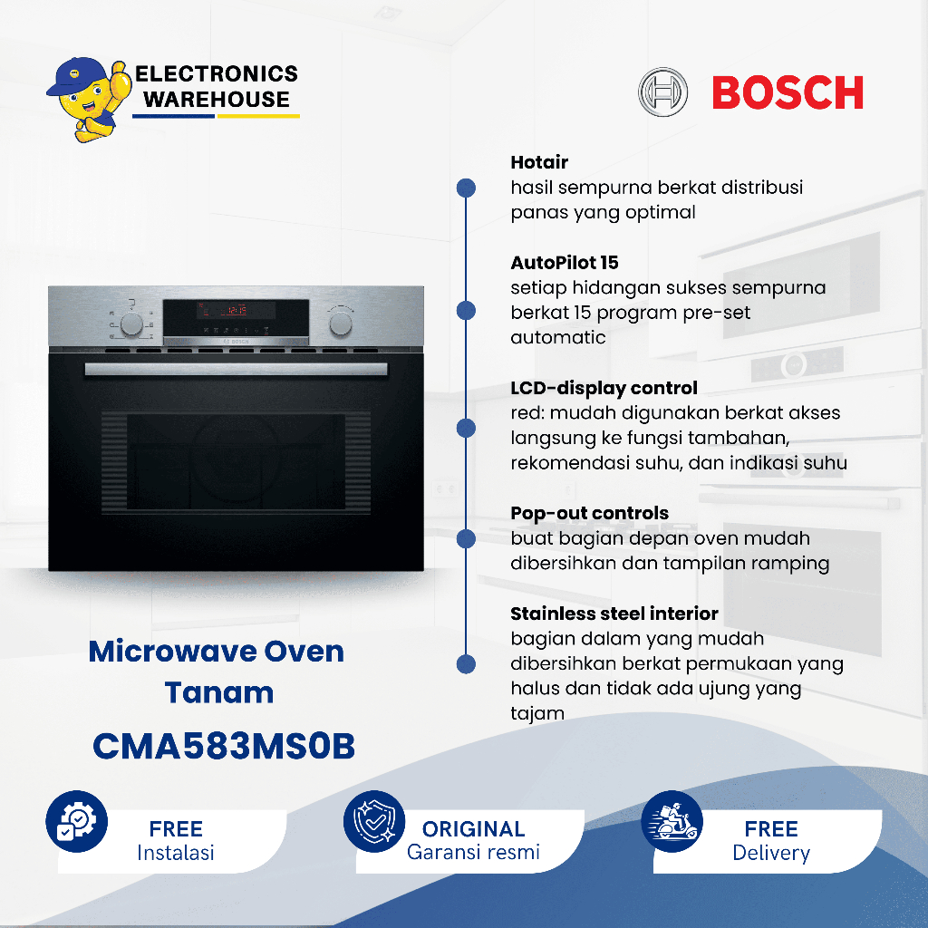 Jual Bosch Built-in Microwave Oven Tanam 900 Watt CMA583MS0B Seri 4 ...