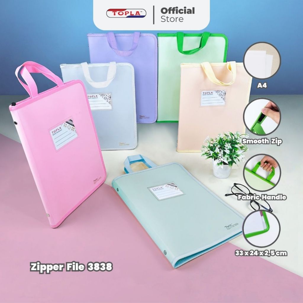 Jual TOPLA Zipper Bag Topla 3838T - Map Dokumen & Folder Sekolah A4 ...