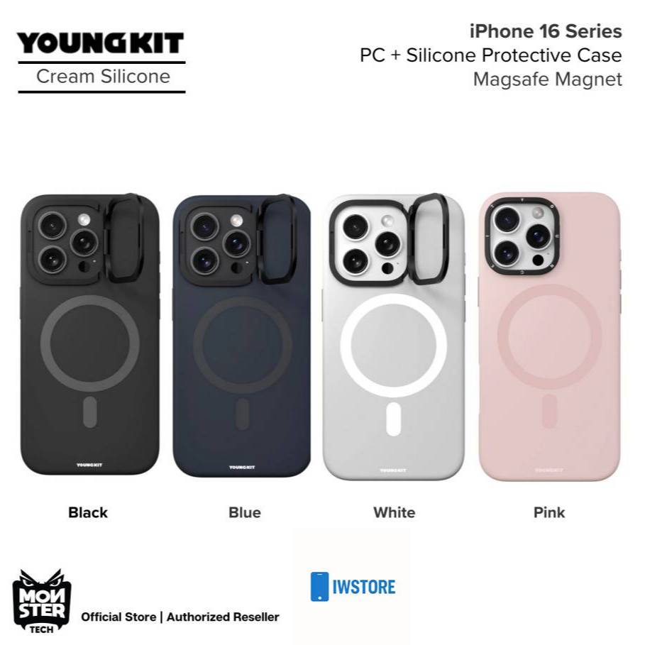 Jual YOUNGKIT Cream Silicone Stand Case for iPhone 16 Pro / 16 Pro Max ...