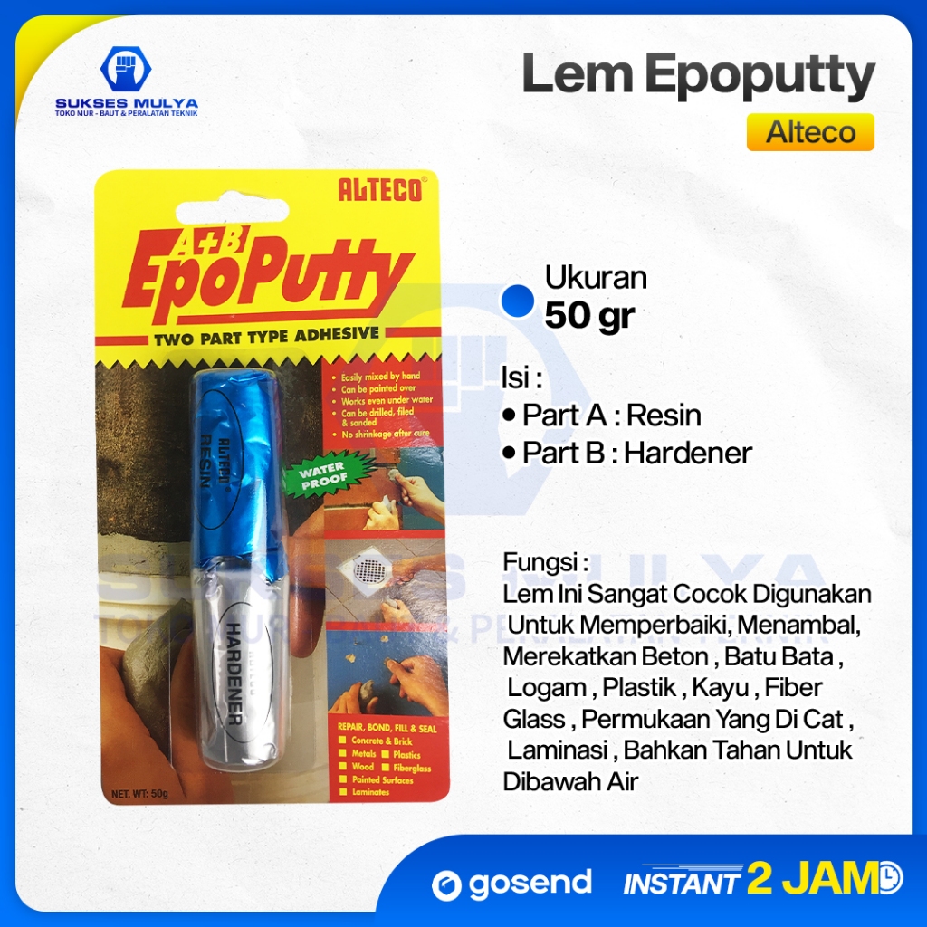 Jual Lem EpoPutty Alteco 50gr / Epoxy / Epo Putty / Lem Tambal Serba ...