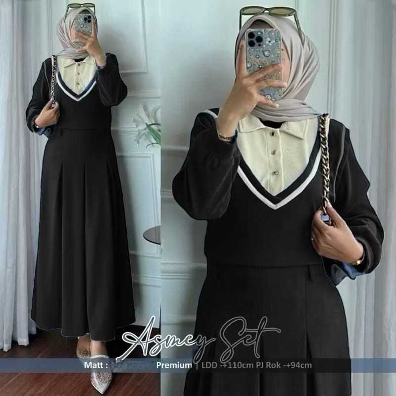 Jual ASMEY SET ROK CRINKLE AIRFLOW// SETELAN ROK RAMPEL POLOS LIST ...