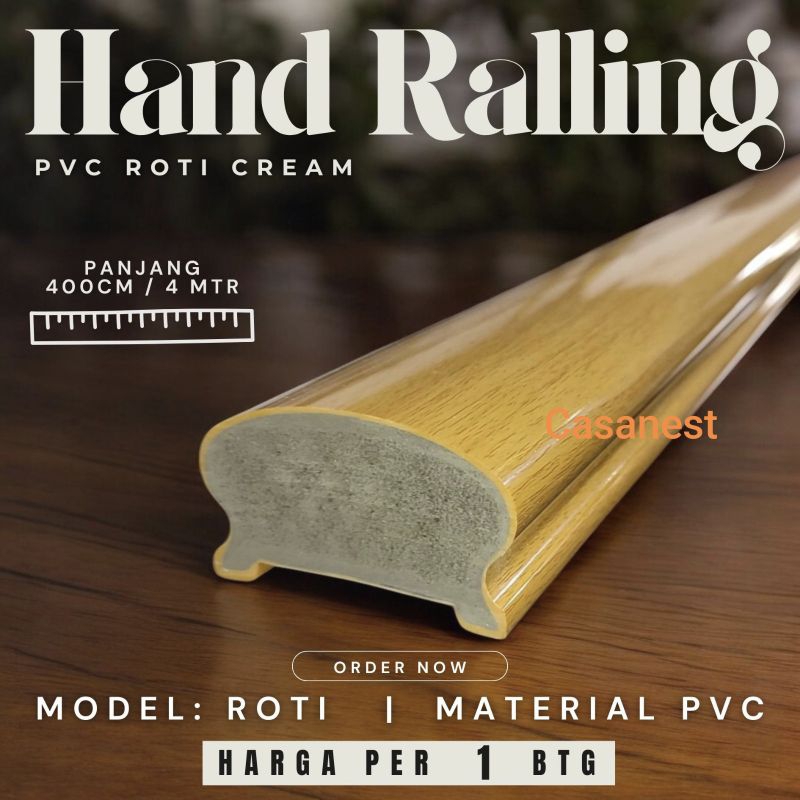 Jual HANDRAILING PVC CREAM KAYU - PEGANGGAN TANGGA MODEL ROTI ...