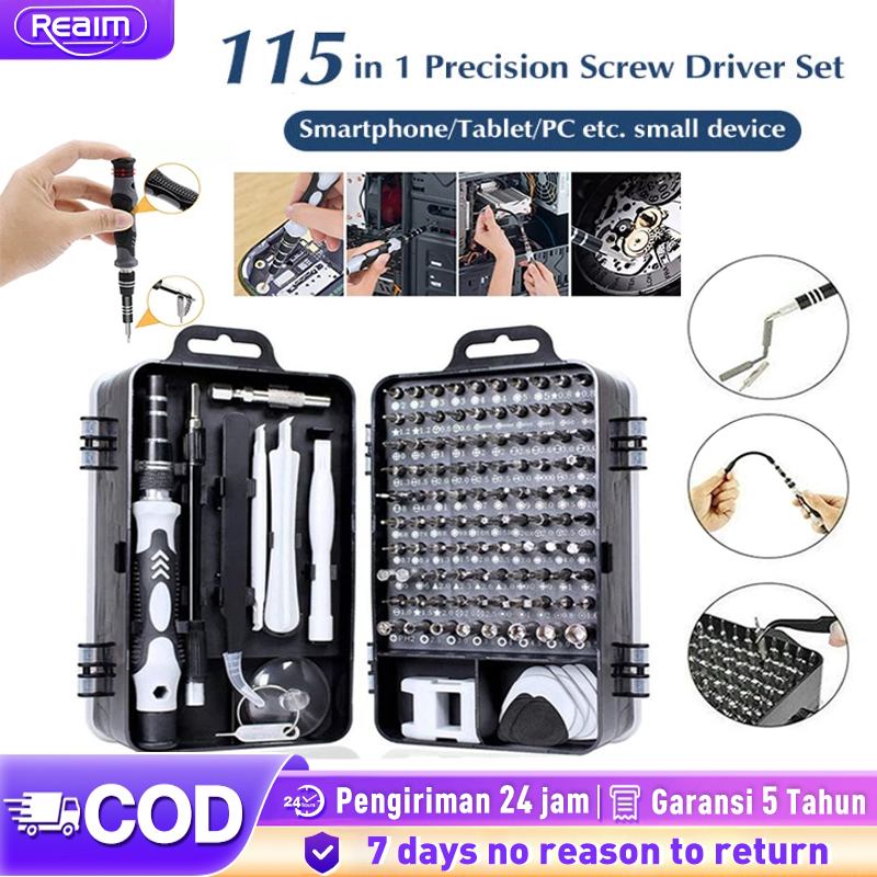 Jual REAIM Obeng Set 115 in 1 obeng hp Multifungsi Alat Bongkar Mini Precision Untuk Reparasi HP ...