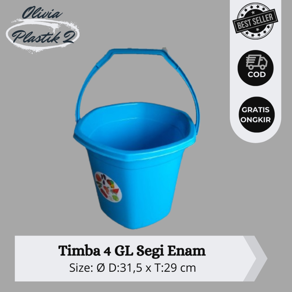 Jual Timba Air Segi 6 dx flourance 4 galon/ Timba cuci/ Timba gagang ...