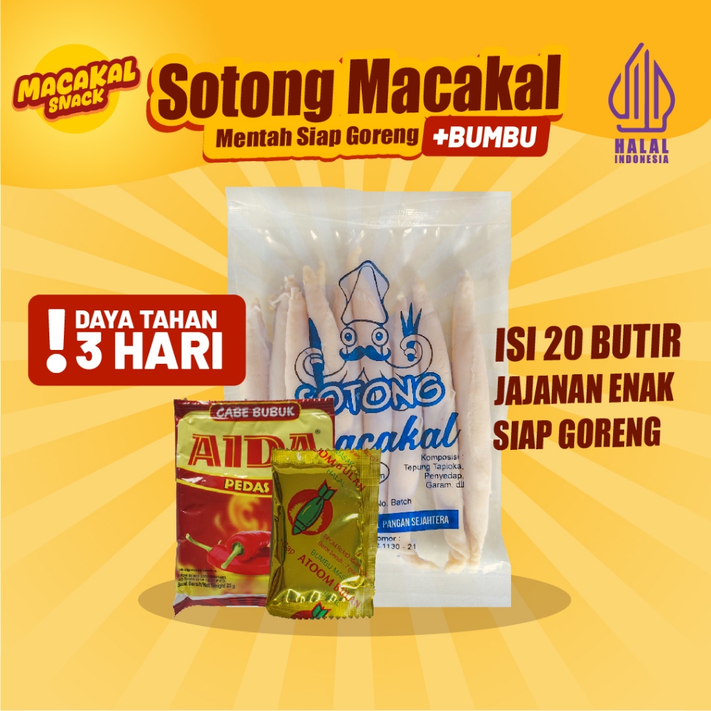 Jual Macakal - Paket Sotong Mentah isi 20 + Bumbu Tabur Atom Bulan ...