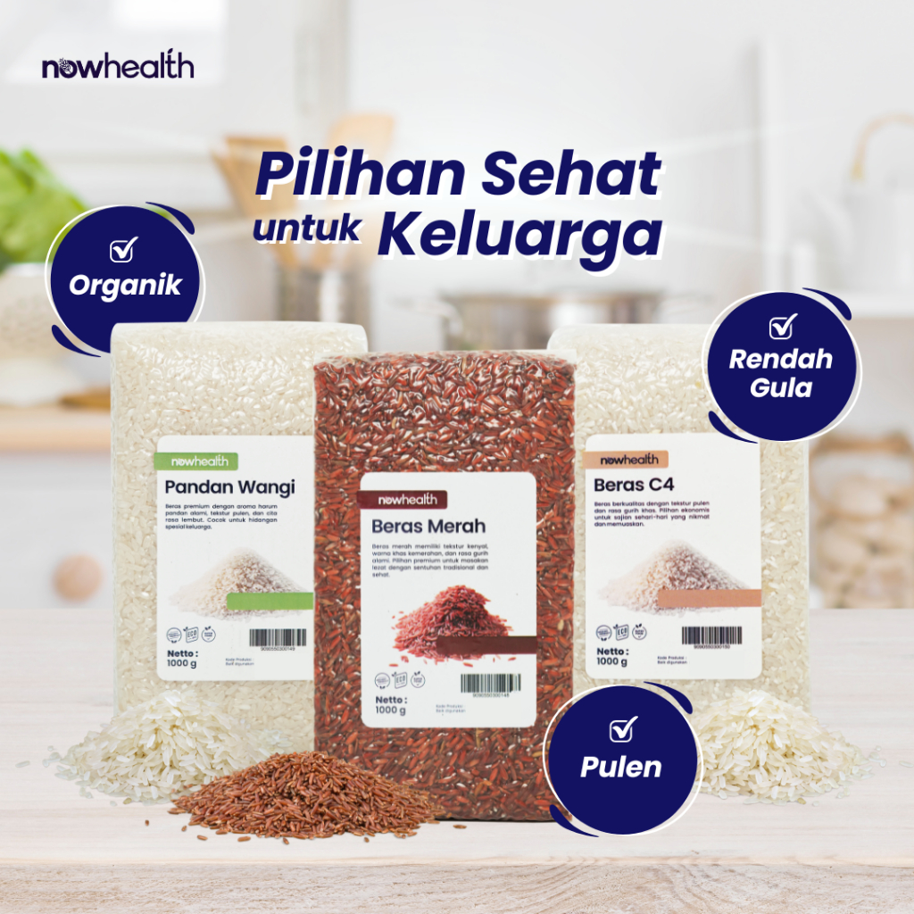Jual Beras Organik 1 kg Merah Pandan Wangi C4 Original Nowhealth ...