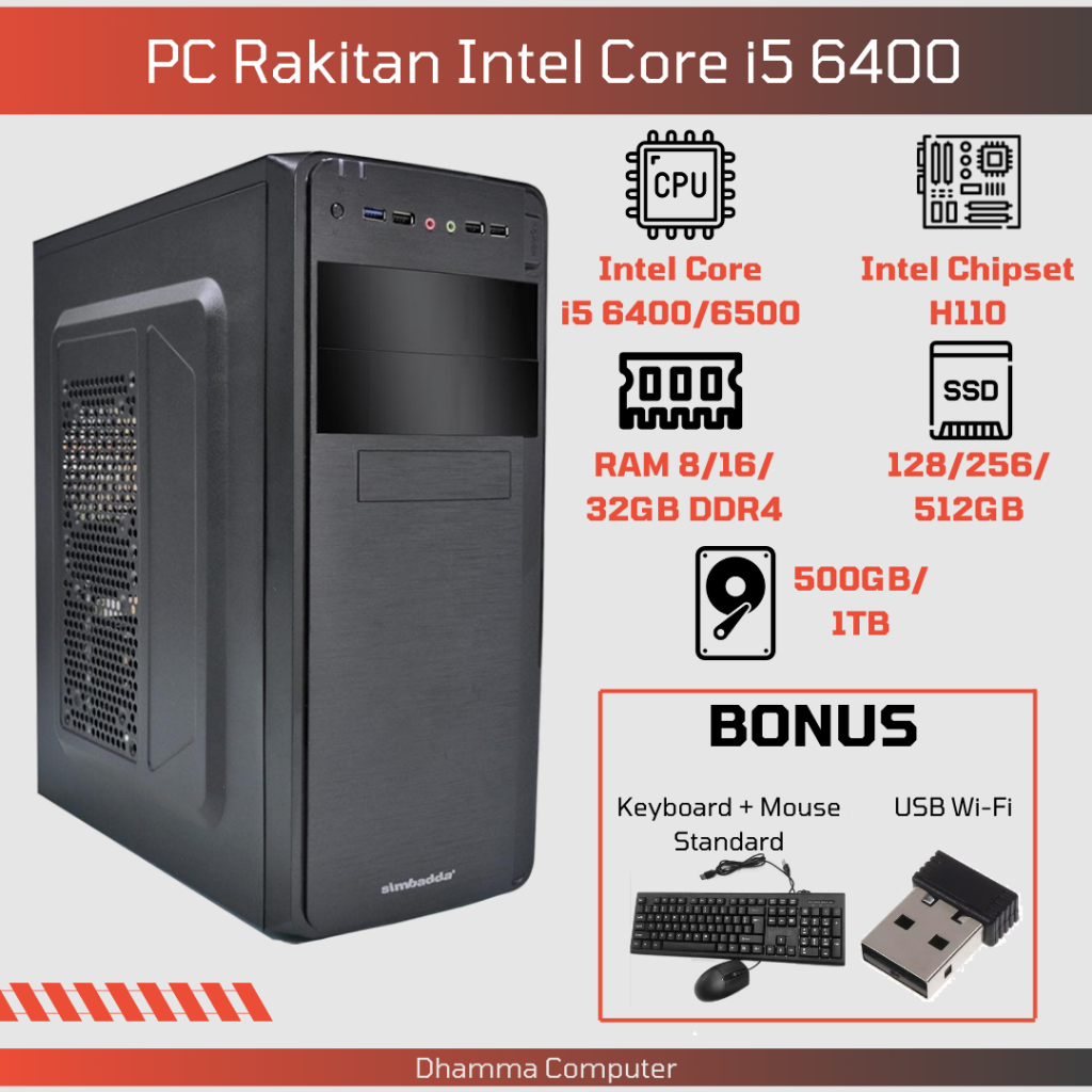 Jual PAKET CPU / PC RAKITAN Komputer Kantor Intel Core i5 6400 DDR4 Gen 6 | Shopee Indonesia