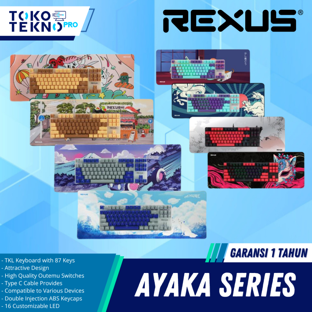 Jual Rexus Ayaka TKL KG5 / KG6 Japanese Theme Keyboard Deskmat Combo ...