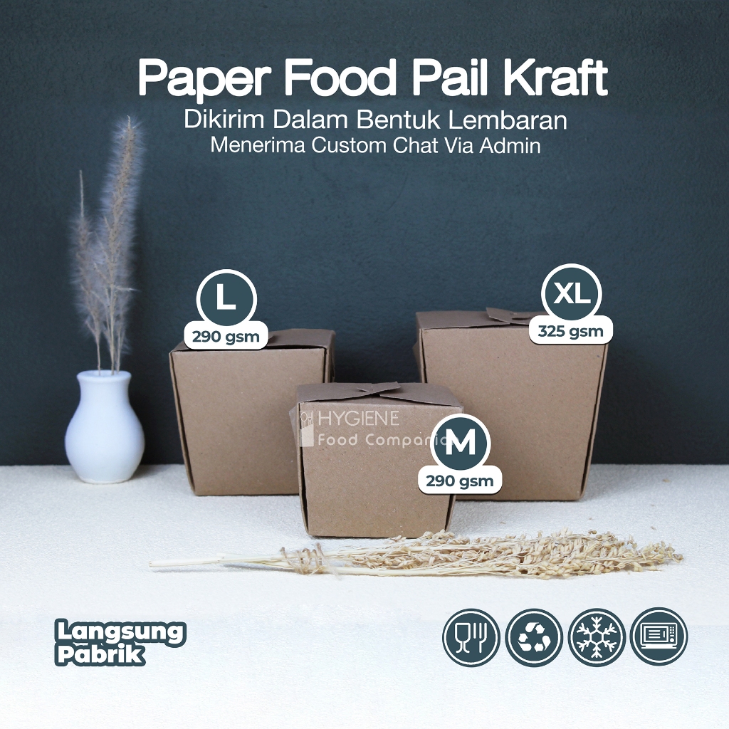 Jual PAPER FOOD PAIL / PAPER RICE BOX LAMINASI ECO KRAFT SEMUA UK ...